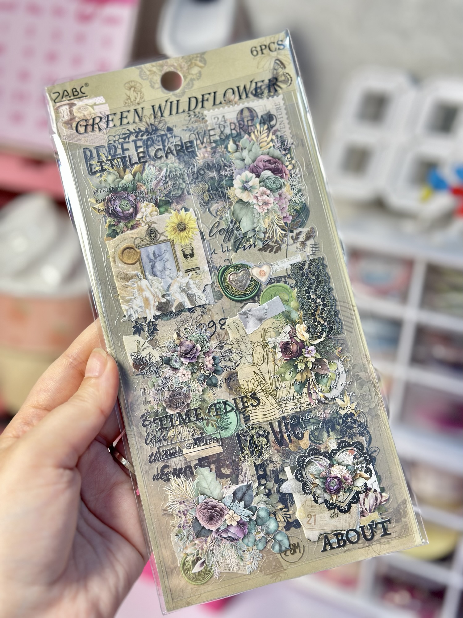 Green wildflower – Journaling Stickers (6pcs)